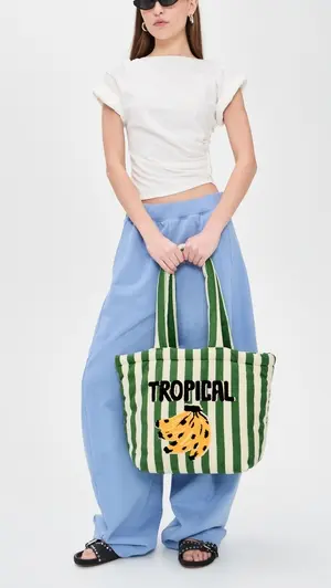 Farm Rio Striped Banana Tropical Tote - Multi