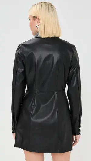 LE BOP Sloane Faux Leather Mini Dress - Black