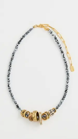 ELIZABETH COLE Ines Charm Necklace - Black & White
