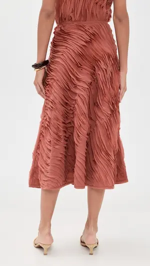 Ulla Johnson Amiko Ruffle-trimmed Skirt - Chestnut