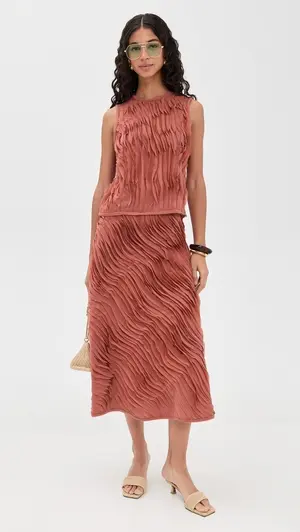 Ulla Johnson Amiko Ruffle-trimmed Skirt - Chestnut