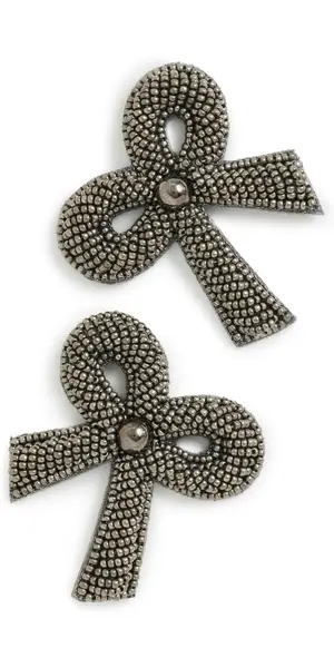 Deepa Gurnani Bow Beaded Earrings - Gunmetal