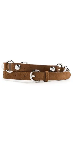 Madewell O-ring Studded Belt - Dried Acorn Suede