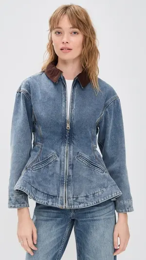 Line & Dot Mottle Denim Jacket
