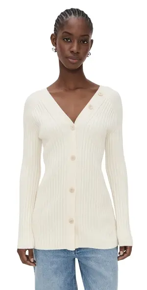 Theory Long Sleeve Open Back Cardigan - White