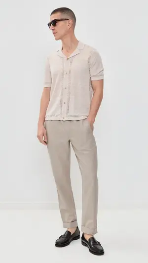 Onia Linen Cotton Stretch Cuff Pants