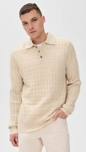 LES DEUX Gustav Squared Structure Knit Polo