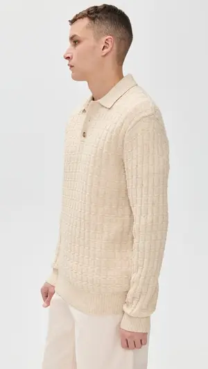LES DEUX Gustav Squared Structure Knit Polo