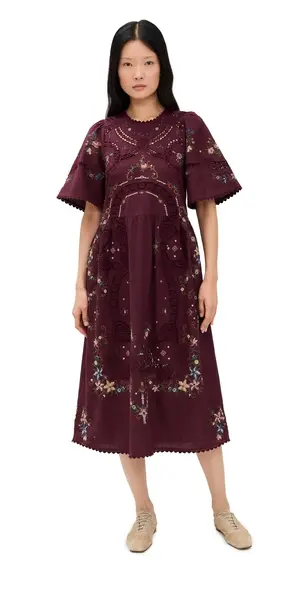 Embroidered Midi