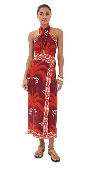 Johanna Ortiz Buen Viento Ankle Dress - Wine/red
