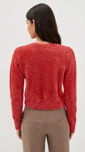 LE BOP Tinsel Cropped Sweater - Crimson