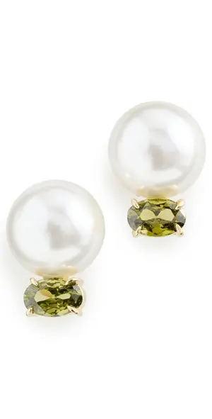 Shashi Perle Pridot Earrings - Pearl/peridot