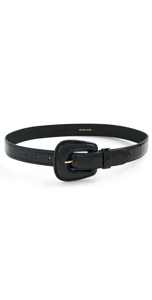 Veronica Beard Crinkle Leather Elsy Belt - Black