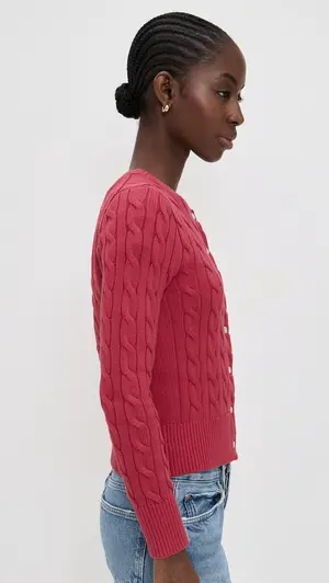 Polo Ralph Lauren Cotton Cable Knit Long Sleeve Cardigan - Nantucket Red