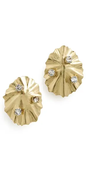 Ulla Johnson Embellished Shell Stud Earrings - Brass