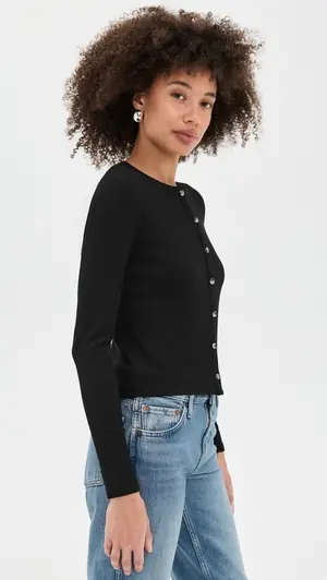 PERFECTWHITETEE Fitted Ribbed Knit Cardigan
