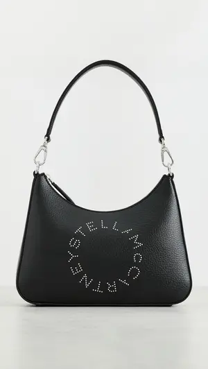 Stella McCartney Embossed Logo Hobo Shoulder Bag - Black