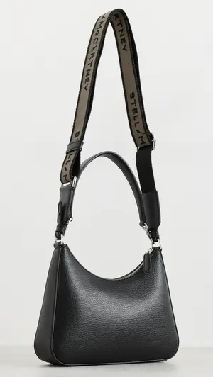 Stella McCartney Embossed Logo Hobo Shoulder Bag - Black