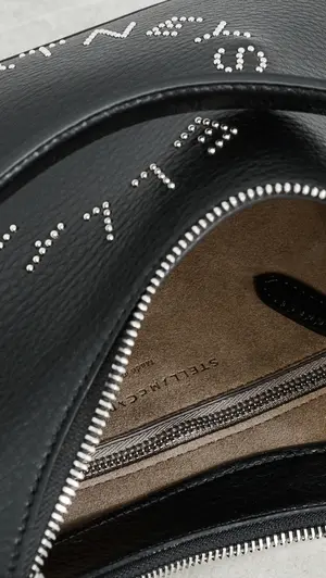 Stella McCartney Embossed Logo Hobo Shoulder Bag - Black