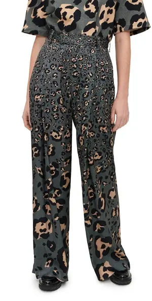 A POTTS Wide Leg Leopard Print Trousers