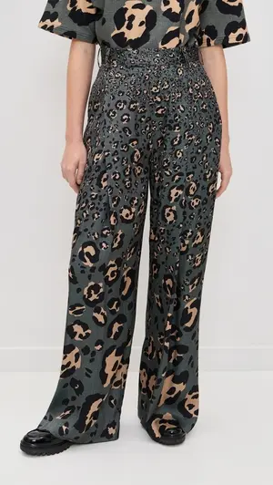 A POTTS Wide Leg Leopard Print Trousers