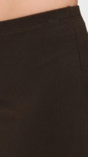 Eterne Ribbed Knit Back Slit Skirt - Espresso