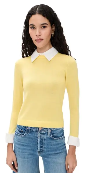 Alice + Olivia Porla Collared Sweater - Butter Multi