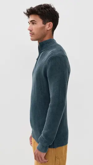 Faherty Brand Quarter Zip Cotton Sweater - Blue Nights
