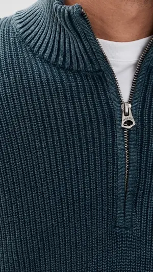 Faherty Brand Quarter Zip Cotton Sweater - Blue Nights