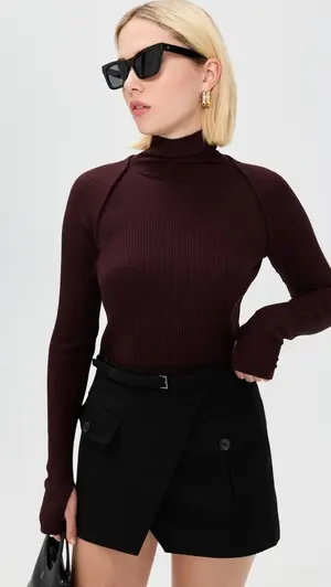Helmut Lang Layered Shrug Turtleneck - Mahogany
