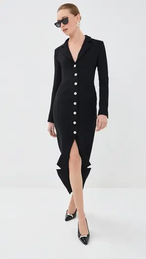A.W.A.K.E. Mode Tailored Shirt Dress With Jacket Collar