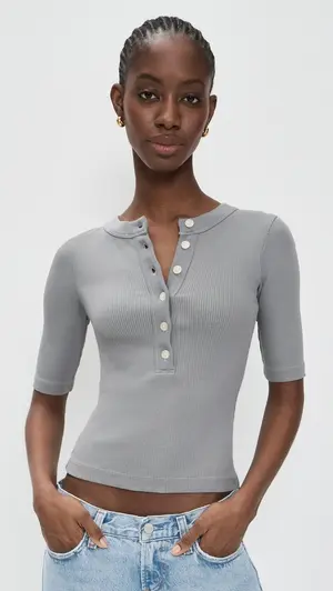 Citizens Of Humanity Nali Short Sleeve Henley Tee