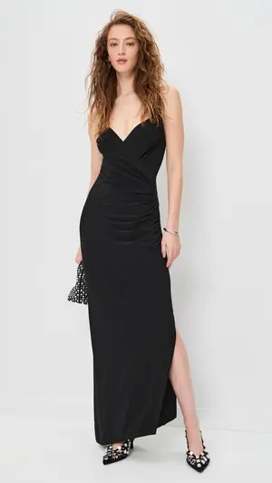 Norma Kamali Halter Sweetheart Side Drape Gown