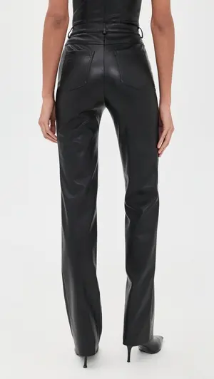 CULTNAKED Faux Leather Straight Leg Trousers - Onyx