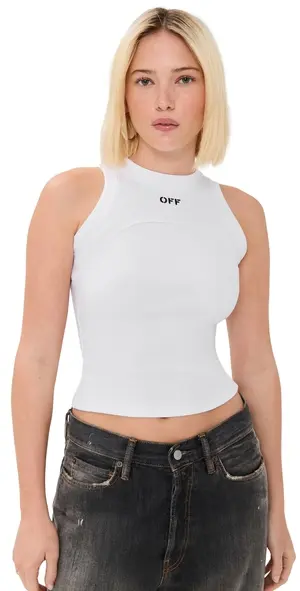Off-White Stamp Rib Tank Top - White/black