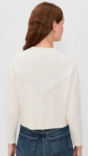 The Great. Beaded Fringe Knit Cardigan