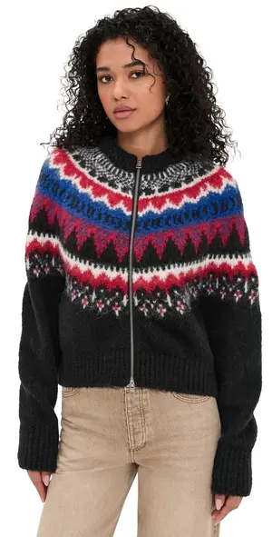 Closed Fair Isle Knit Zip Cardigan