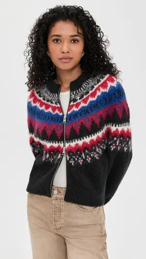 Closed Fair Isle Knit Zip Cardigan