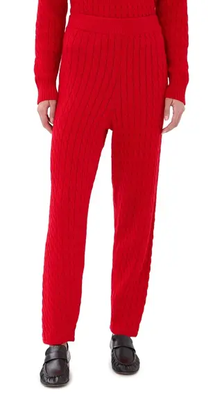 LE BOP Cable Knit Joggers - Crimson