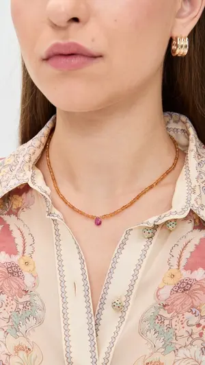 Jia Jia Citrine And Ruby Teardrop Necklace