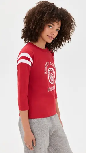 SPORTY & RICH California Emblem Long Sleeve Tee - Ruby/white