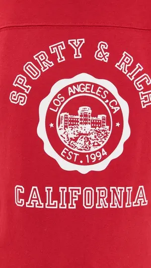 SPORTY & RICH California Emblem Long Sleeve Tee - Ruby/white