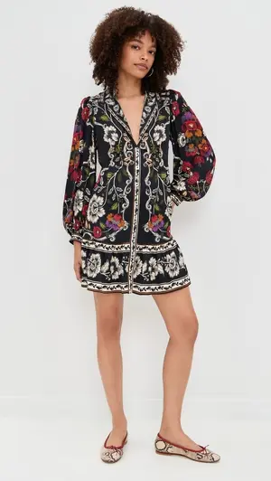 Farm Rio Floral Print Mini Dress
