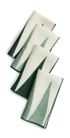 MISETTE Backgammon Linen Napkins 4 Pack - Green