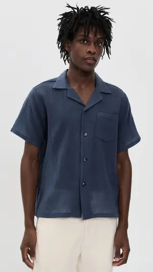 BATHER Wool Gauze Short Sleeve Camp Shirt