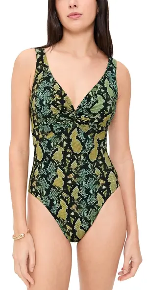 KARLA COLLETTO Fiona V-neck One-piece Swimsuit - Green Multicolor