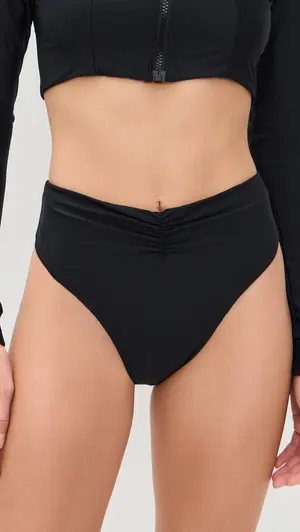 PQ SWIM Harlow High Waist Bikini Bottoms With Ruching