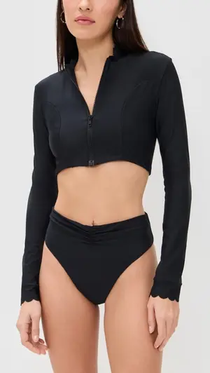 PQ SWIM Harlow High Waist Bikini Bottoms With Ruching