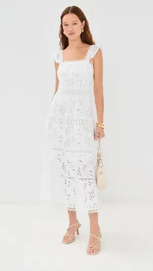 Temptation Positano Embroidered Eyelet Midi Dress