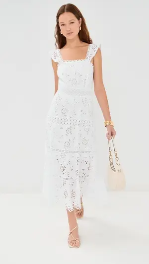 Temptation Positano Embroidered Eyelet Midi Dress
